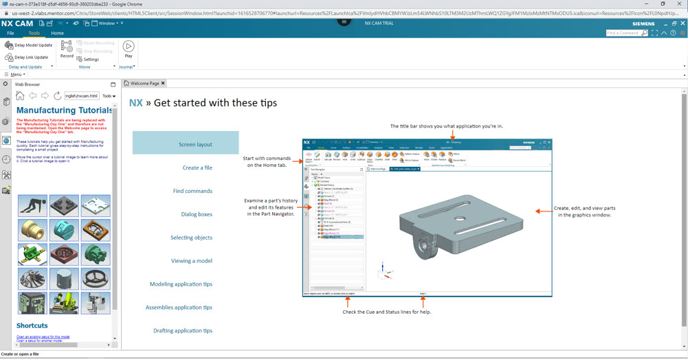 How to start the NX CAM trial version software on your machine