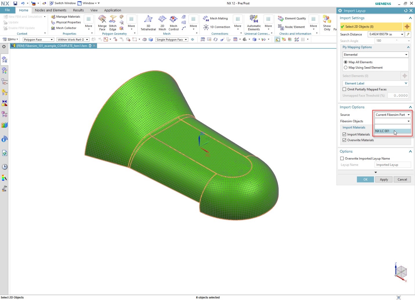 Direct Fibersim-to-NX Laminate Composites Interface