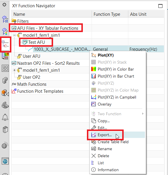 Export Simcenter 3D function plots to Matlab format
