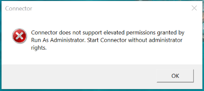 Connector Error "Connector Doesn't support elevated permissions granted ...