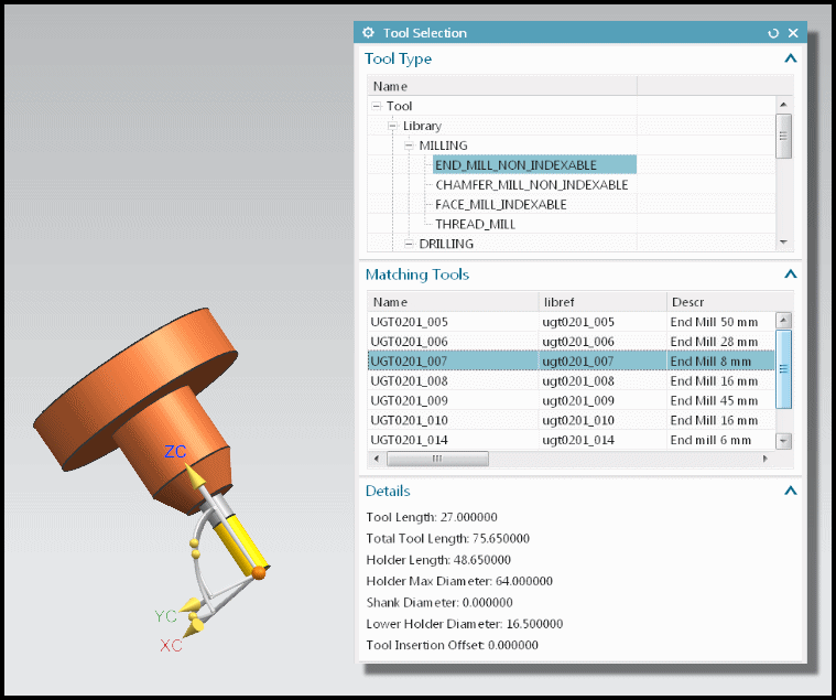 Easily identify the tool needed when editing or creating an operation