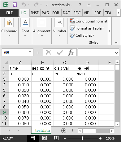 Creating transient input data from Excel
