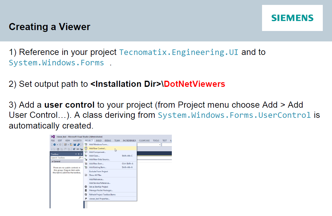 Tecnomatix .NET API General Training- session 4: How to create your own Viewer