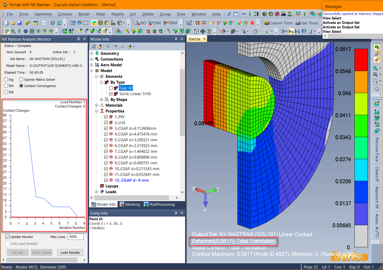 HERTZ Contact in FEMAP: Meshing with 1-D Contact CGAP node-to-node elements