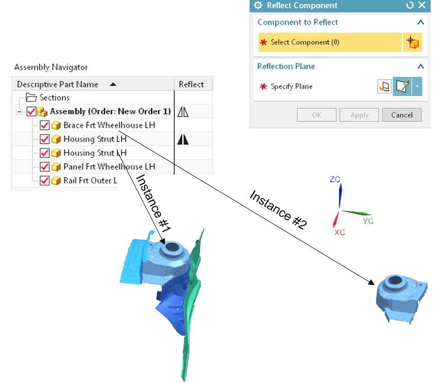 Assemblies: Reflection Transforms (Reflect Component)