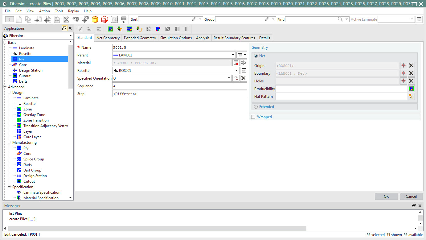 Sequential Naming of Fibersim Objects