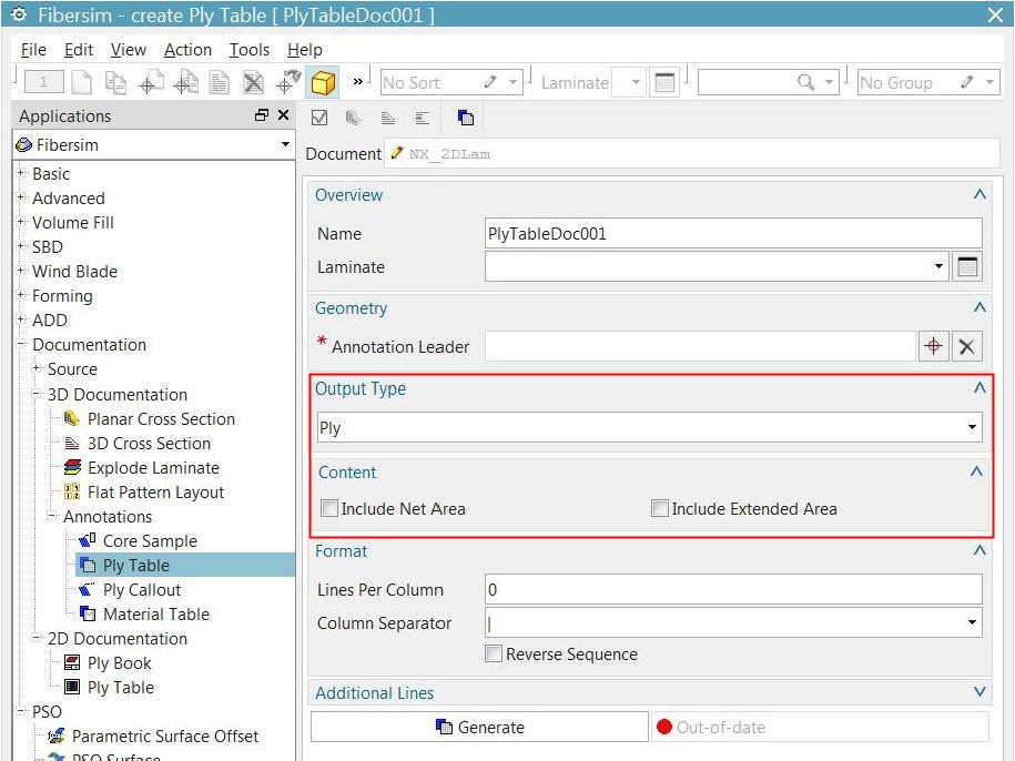 Fibersim 16: Output Layers to Ply Table Annotations
