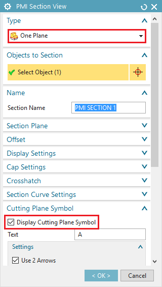 Display PMI Cutting Plane Symbol in a Drafting View in NX 11