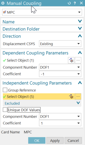 Create MPC Equations in Simcenter 3D