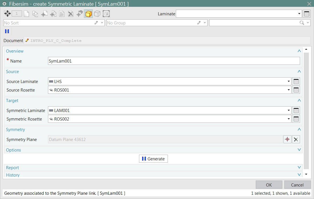 Generating Symmetric Plies on a Single Surface