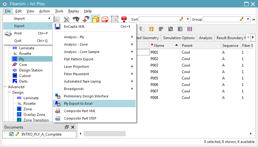 Modifying Ply Parameters Using Excel