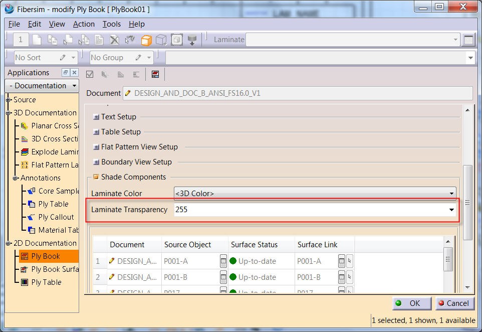 Recommended settings for shaded Plybooks in CATIA