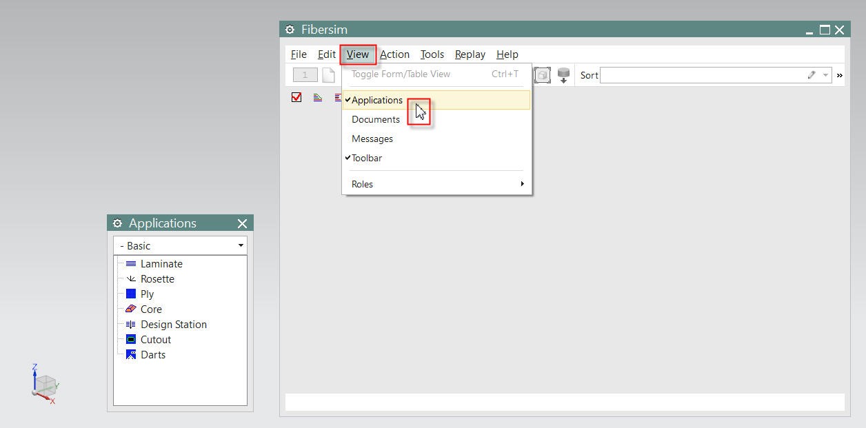The Fibersim User Interface: Frame Layout Options