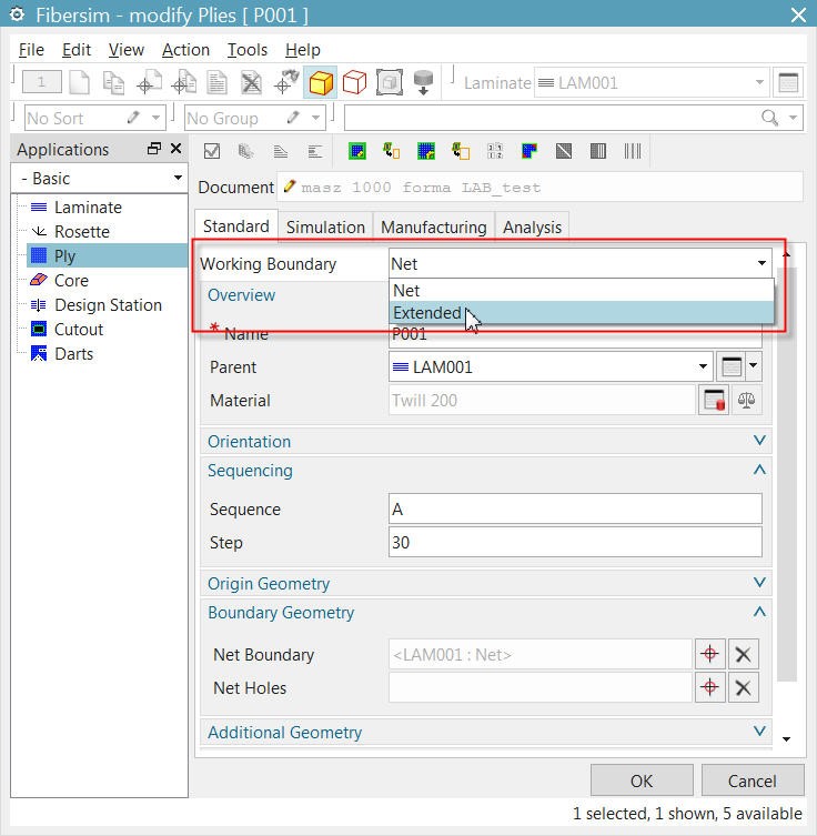 Extend Perpendicular option in Fibersim 16 (Working Boundary)
