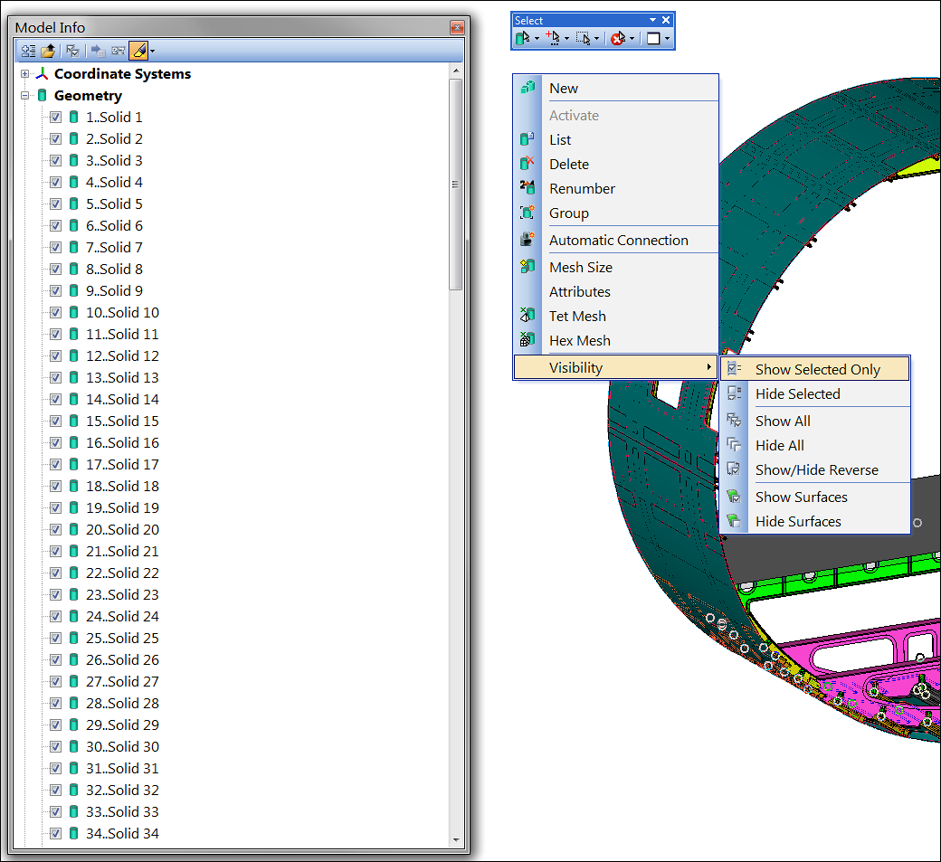 Femap Tips and Tricks: Toggle Entity Visibility using the Select Toolbar