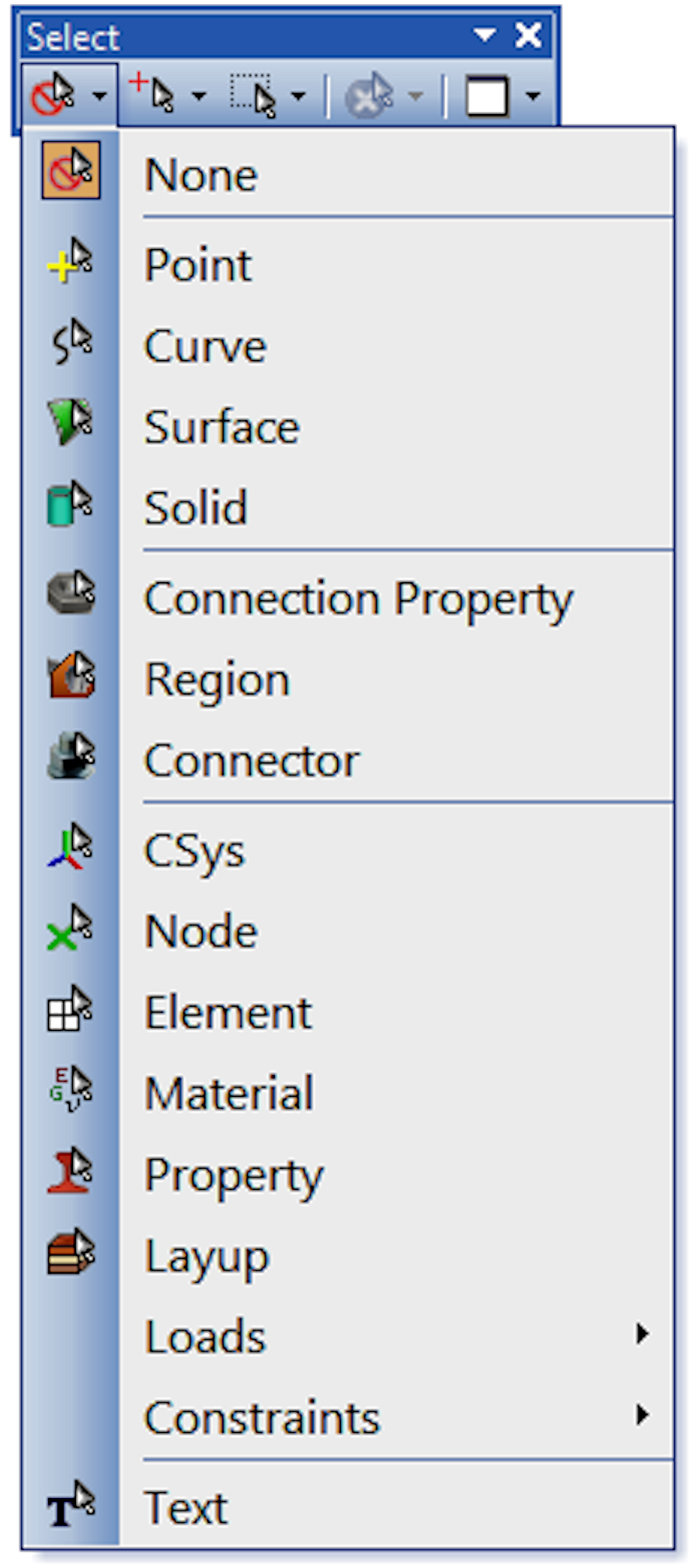 Femap Tips and Tricks: Toggle Entity Visibility using the Select Toolbar
