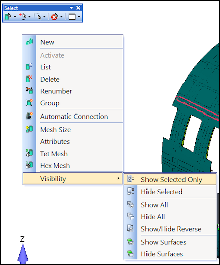 Femap Tips and Tricks: Toggle Entity Visibility using the Select Toolbar