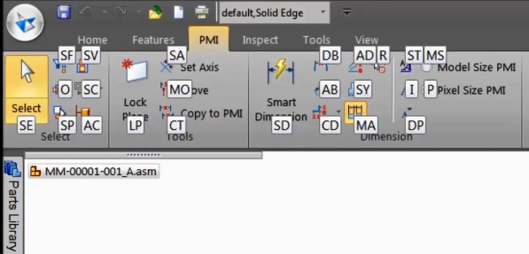 Solid Edge Command Ribbon Shortcuts