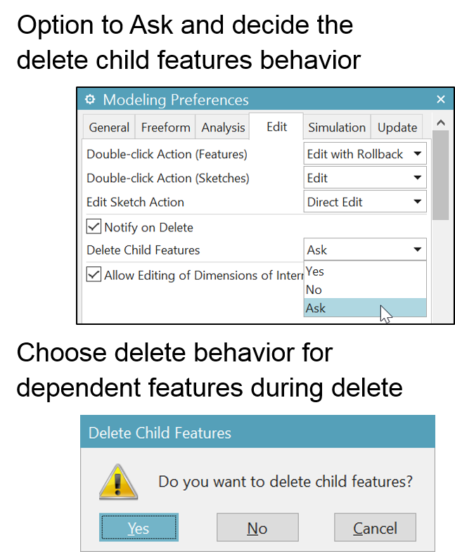 Delete Child Feature Enhancements