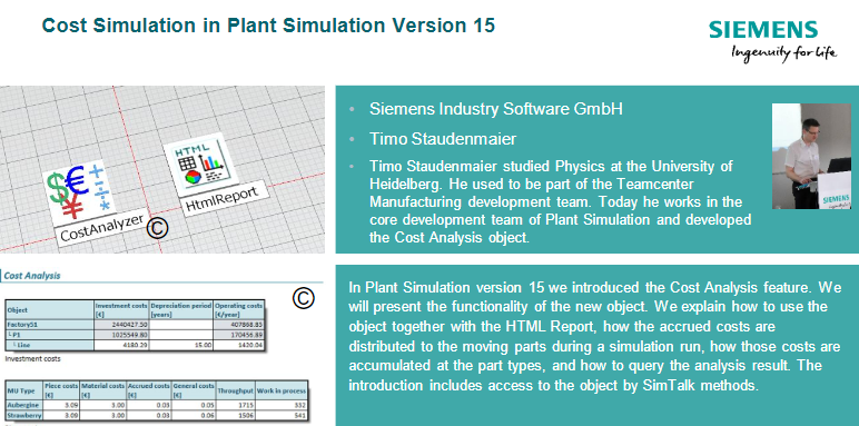 Presentation: Cost Simulation in Plant Simulation Version 15