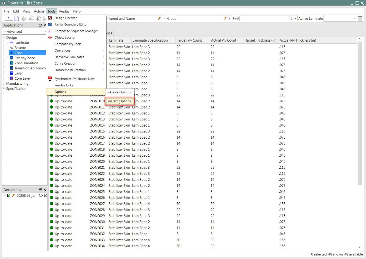 Fibersim Zone-Based Composite Design: Text Label Display Options