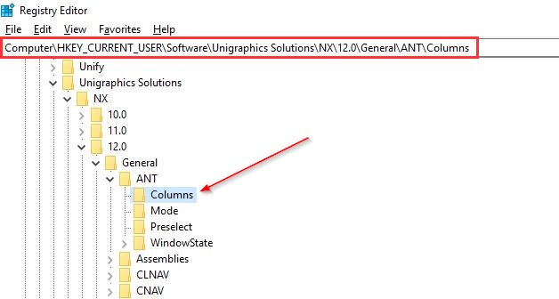 Copying the ANT Column Configuration from one version of NX to another