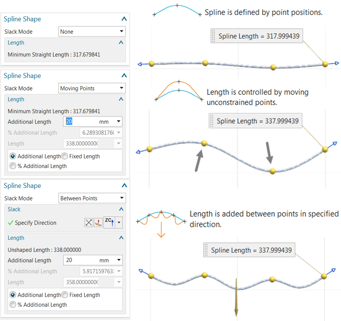 Routing: Spline Path Length and Slack Controls