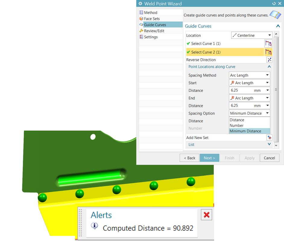 Weld Assistant - Minimum Distance Spacing option