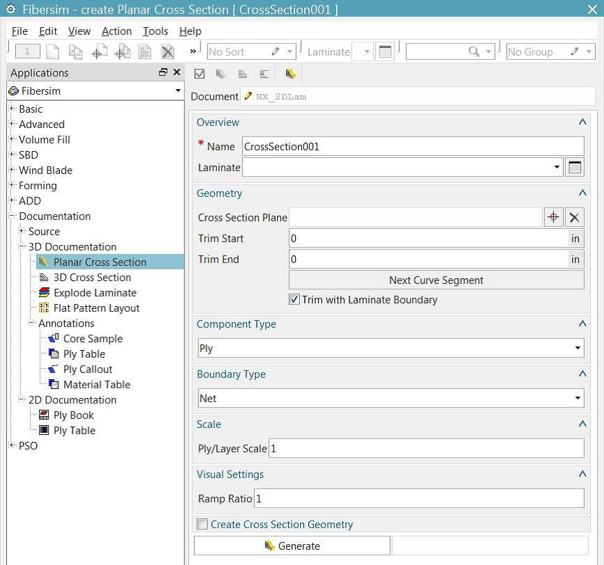 Fibersim 16: Planar Cross Sections