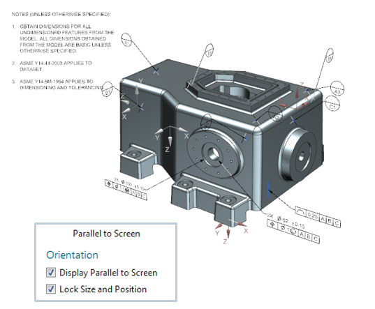 NX PMI Parallel to Screen Display
