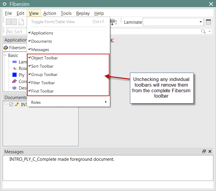 Using the Configurable Toolbar in Fibersim 16
