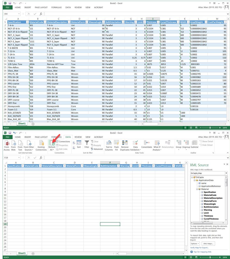 How to Edit Fibersim Databases with Excel