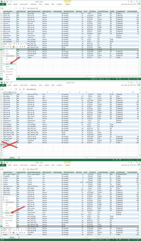How to Edit Fibersim Databases with Excel