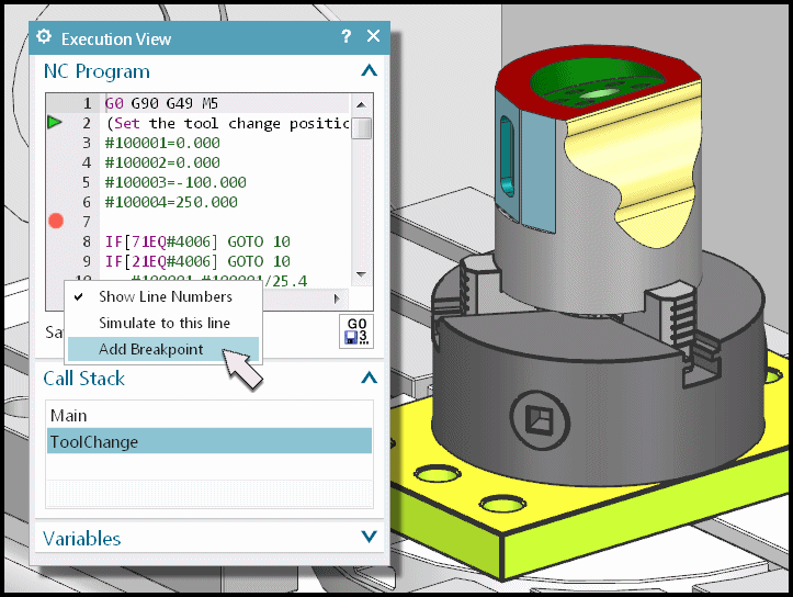Displaying an advanced view of the machine axis positions
