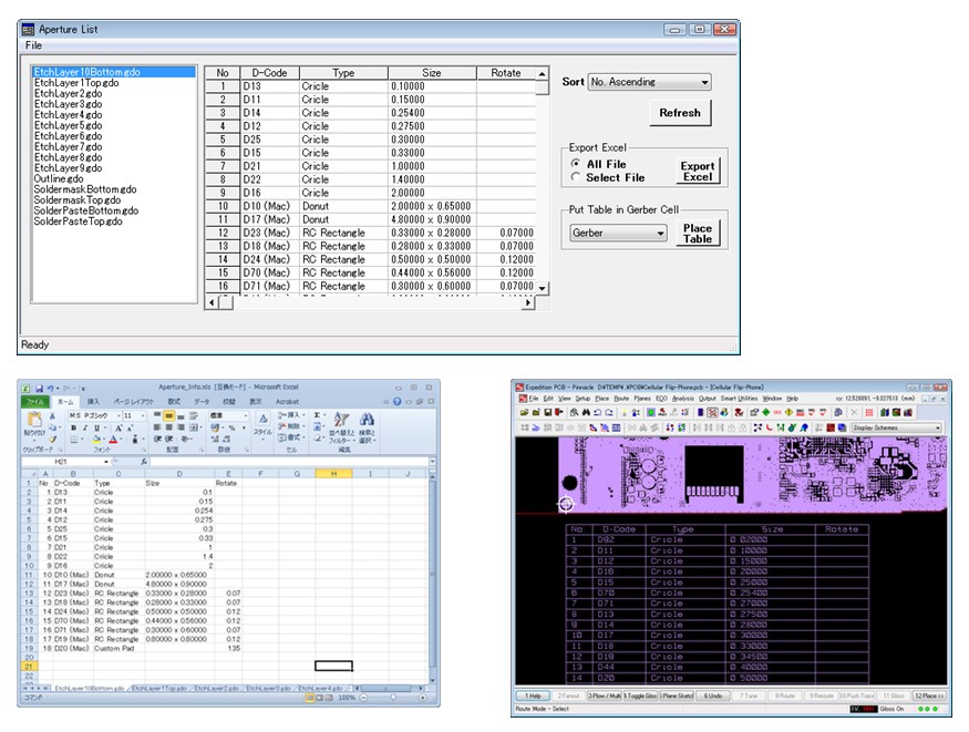 Expedition : Report Aperture Code in 274X Gerber Files
