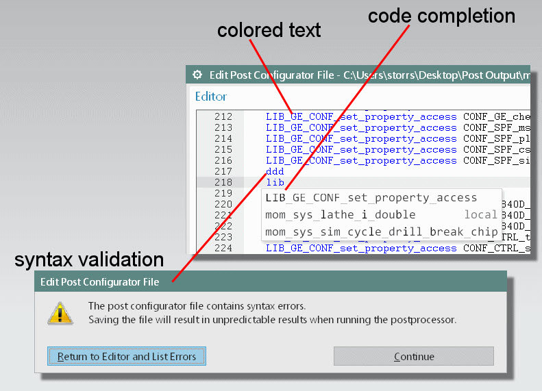 Edit Postprocessor custom functions with a smart TCL editor