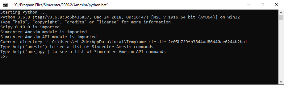 How to launch Python AMESim API using Window command prompt