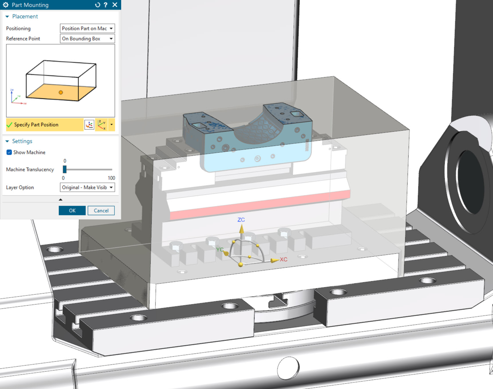 Position Part and Fixtures in Machine Context