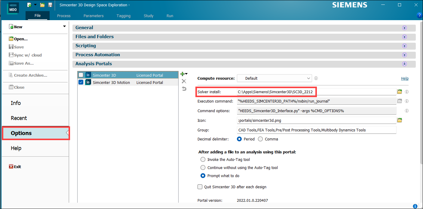 Simcenter 3D Design Space Exploration - installation and setup
