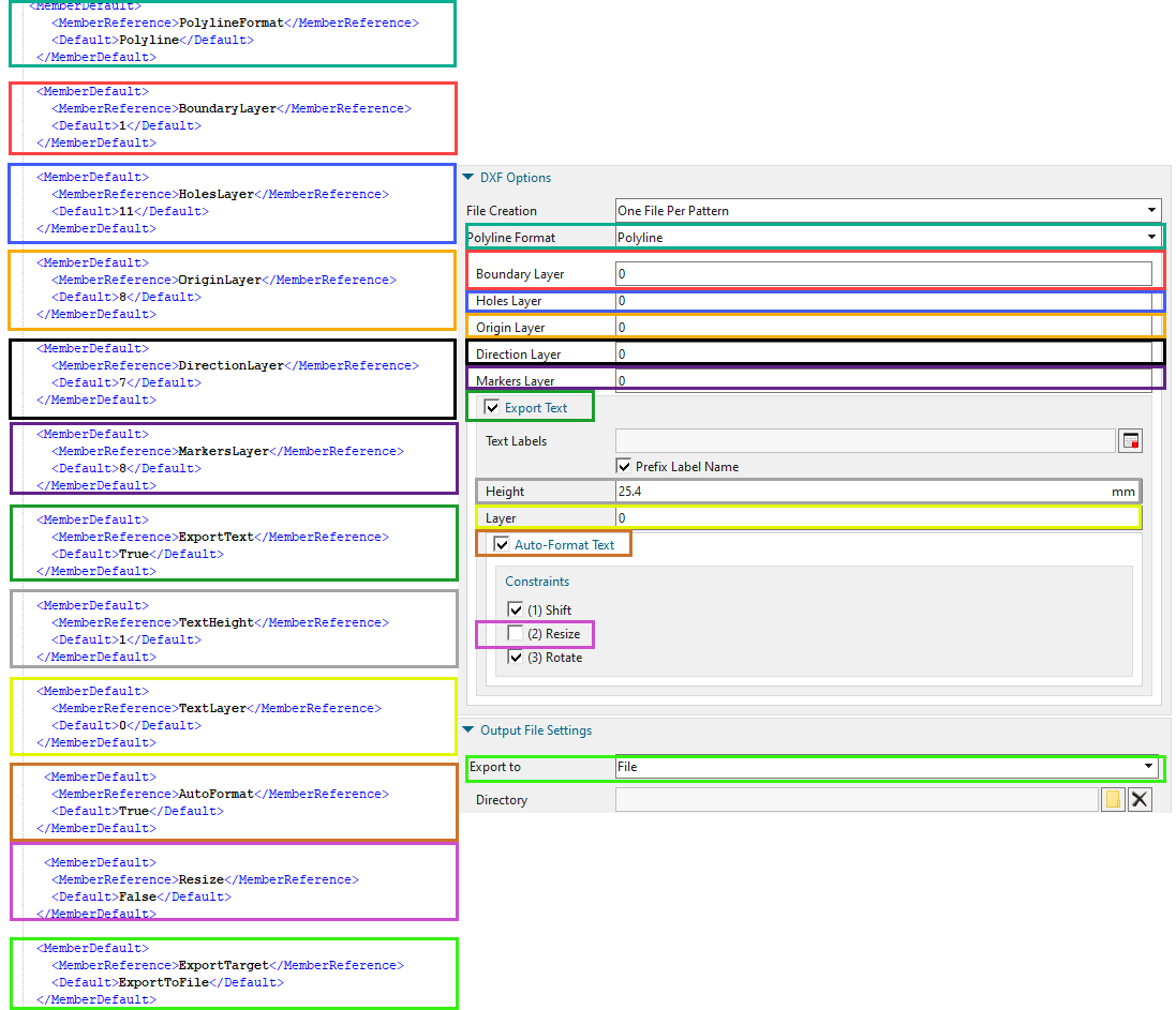 Default Values for DXF Export