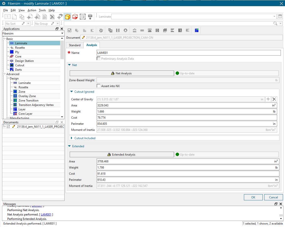 How to compute mass properties in laminate analysis