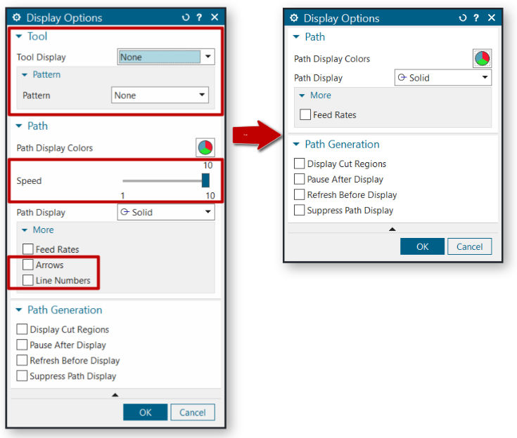 Tool Path Display Options Enhancements