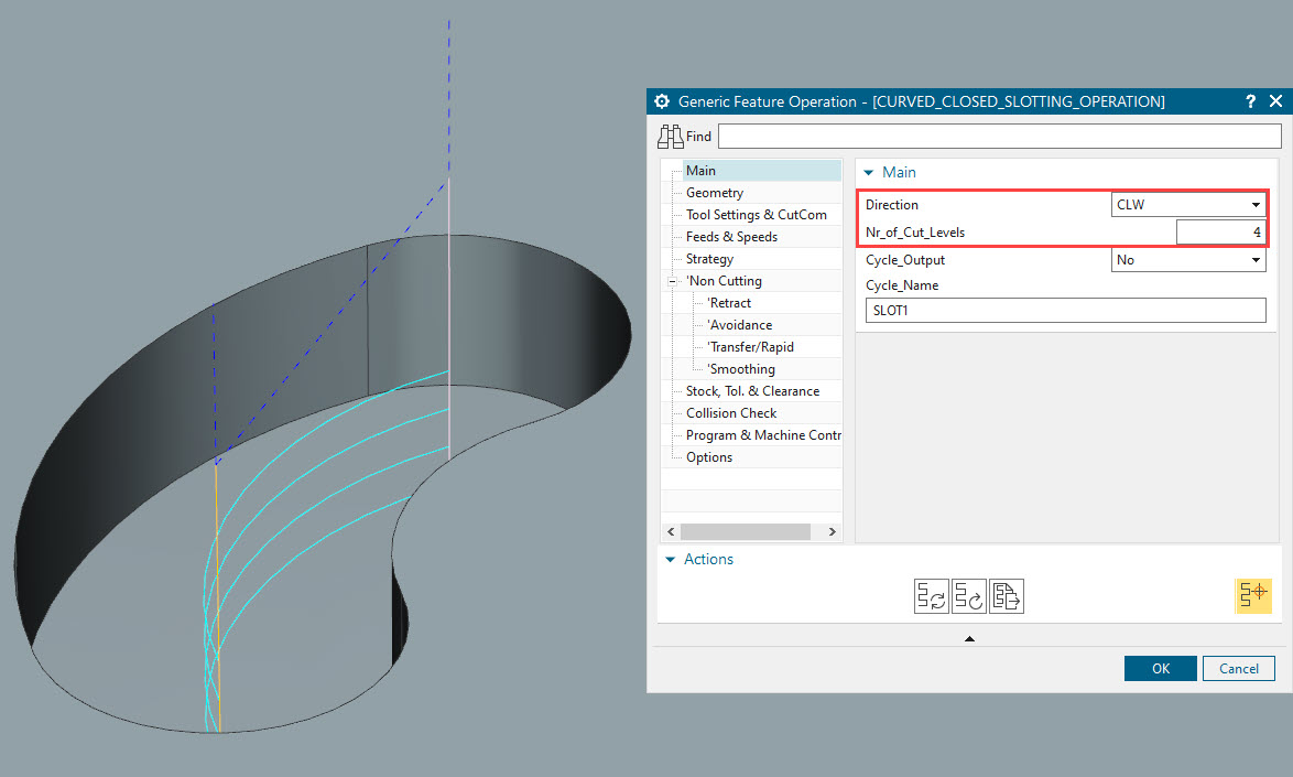 Slot Milling using Generic Feature Operation in NX CAM