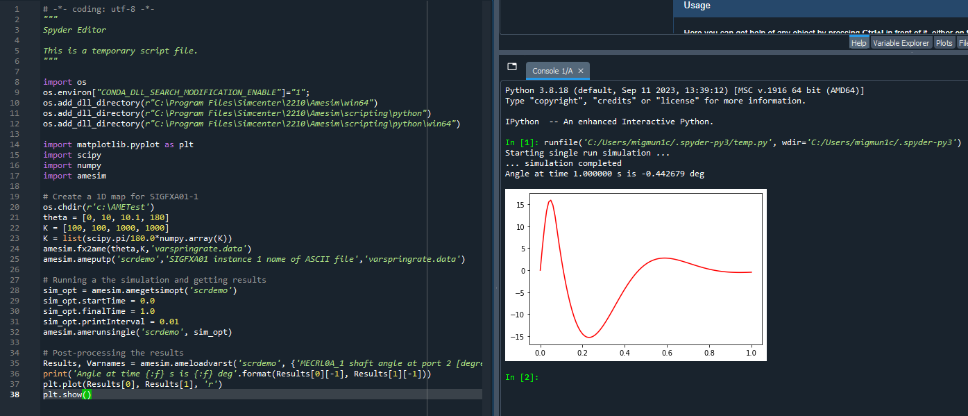 How to use Amesim API modules in Spyder IDE