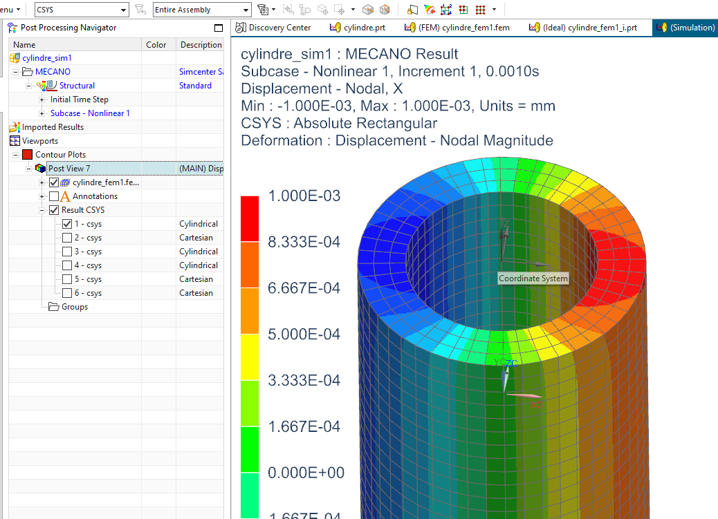 Tutorial - Read contour plot with another CSYS stored in result file