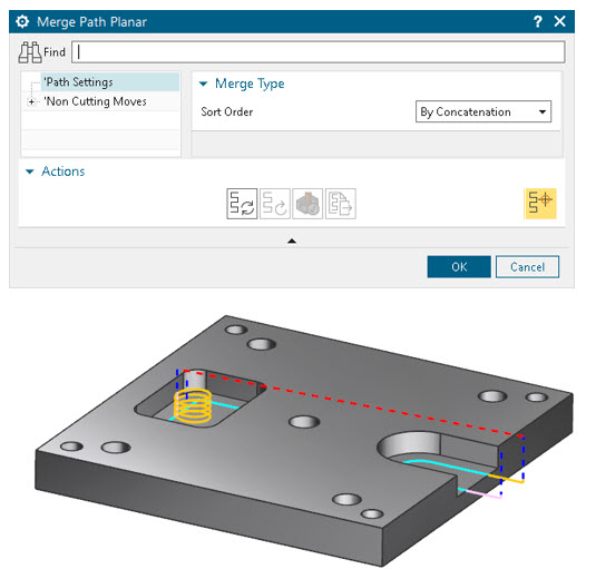 Toolpath Merge Concatenate - Planar Mill, Planar Profile