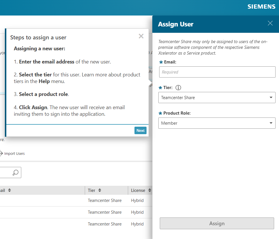 Assigning/Adding Users in Siemens Xcelerator Admin Console