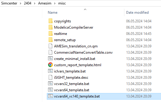 How can I use the Microsoft Visual C++ 2019 compiler in Simcenter Amesim?