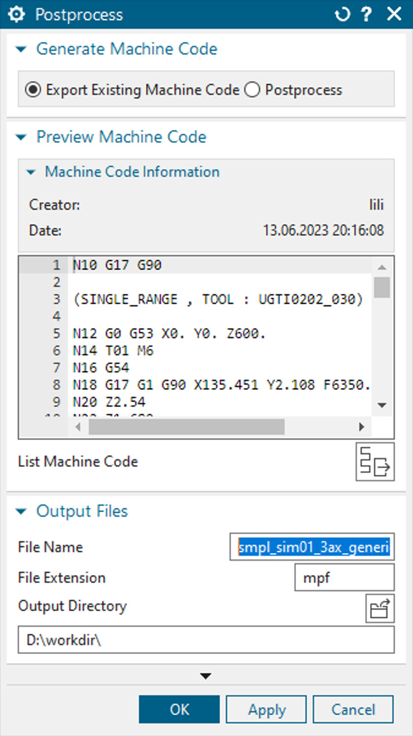 Postprocessing Dialog