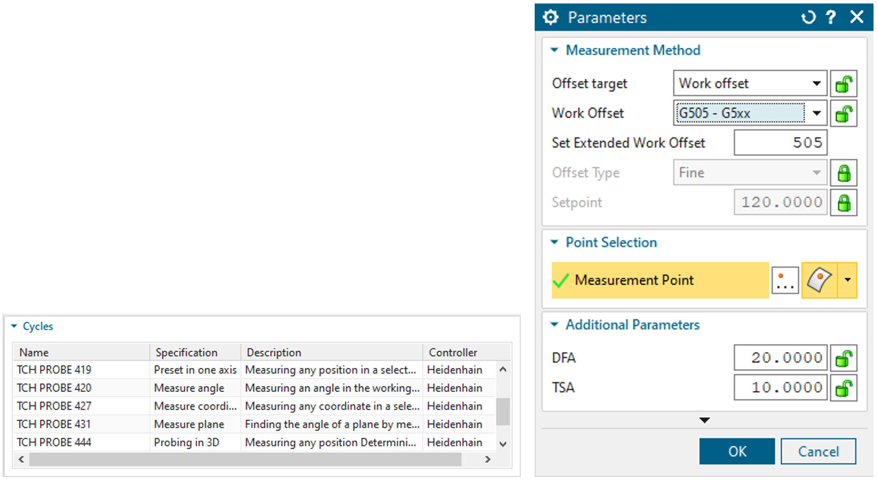 Presettability via settings in NX CAM On-Machine Probing